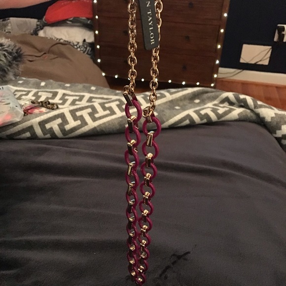 Ann Taylor | Jewelry | Nwt Ann Taylor Purple Gold Chain Link Necklace ...